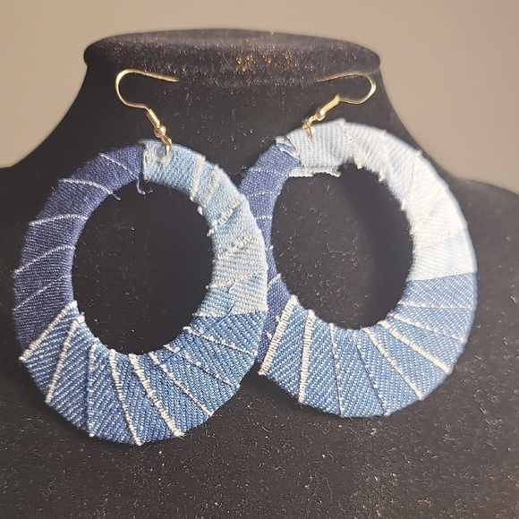 Jewelry | Blue Denim Hoop Earrings | Poshmark